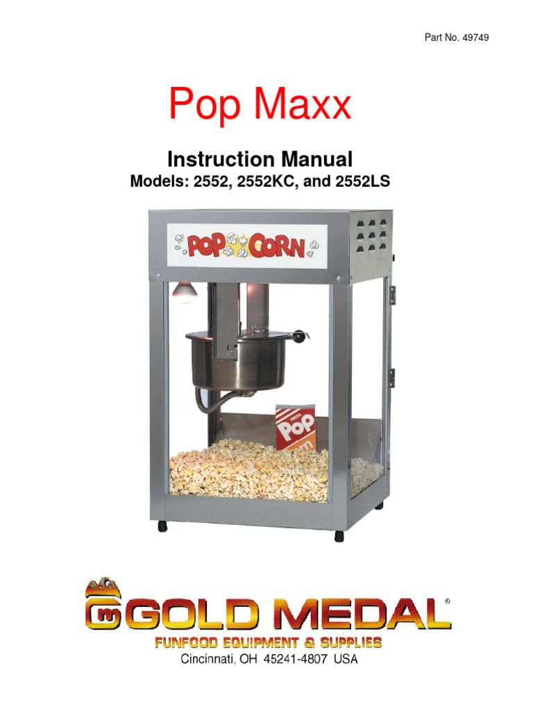 Pop Maxx Popcorn Machine Guide | PDF | Popcorn | Ac Power Plugs And Sockets