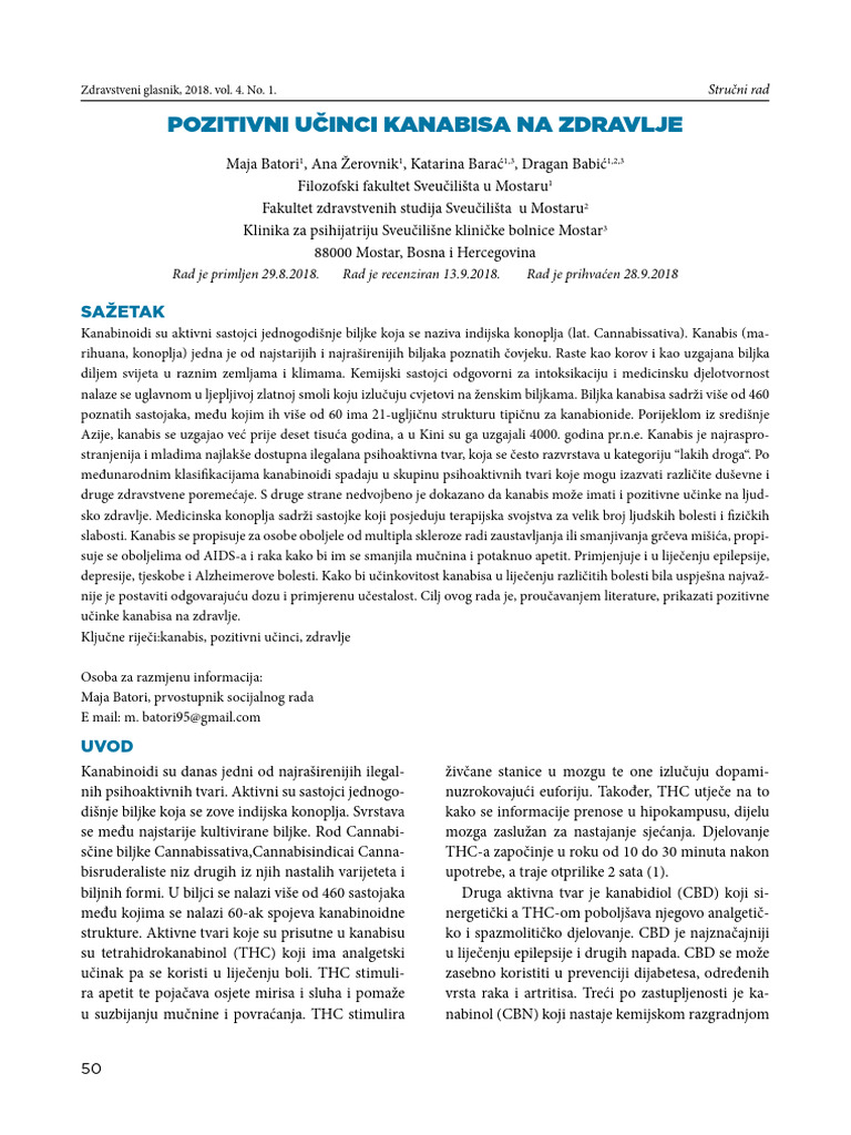 Djelovanje Kanabisa Na Zdravlje | PDF