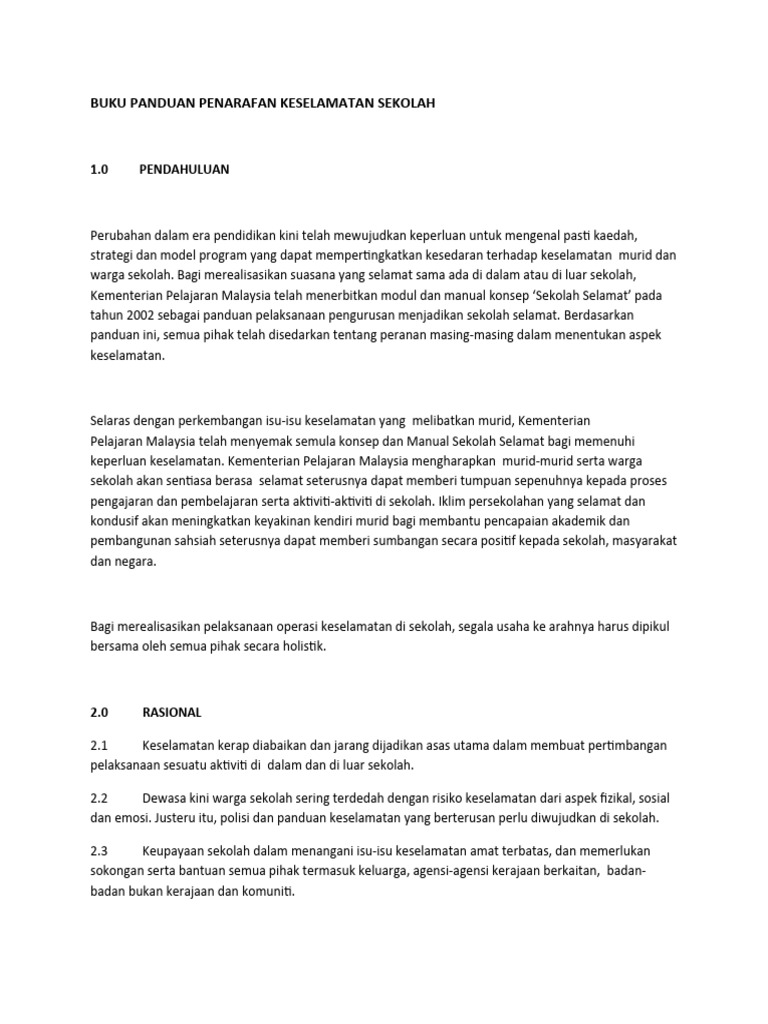 Buku Panduan Penarafan Keselamatan Sekolah | PDF
