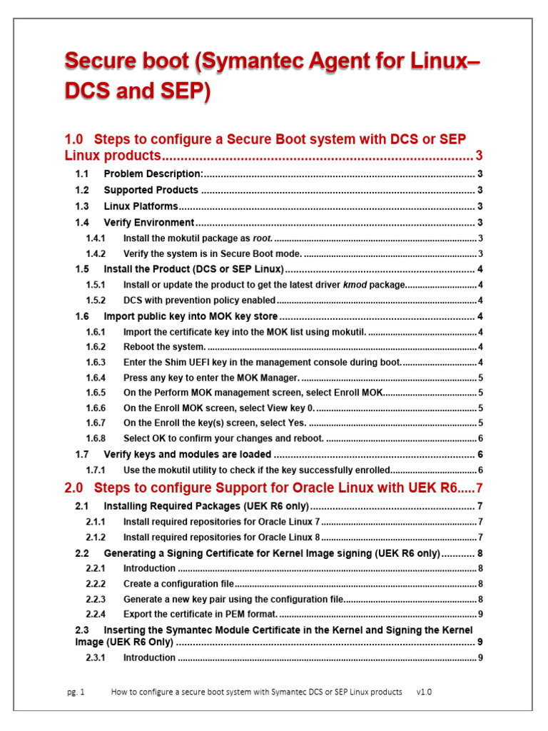 Secure Boot Symantec Agent For Linux Rev 7 | PDF | Linux | Booting