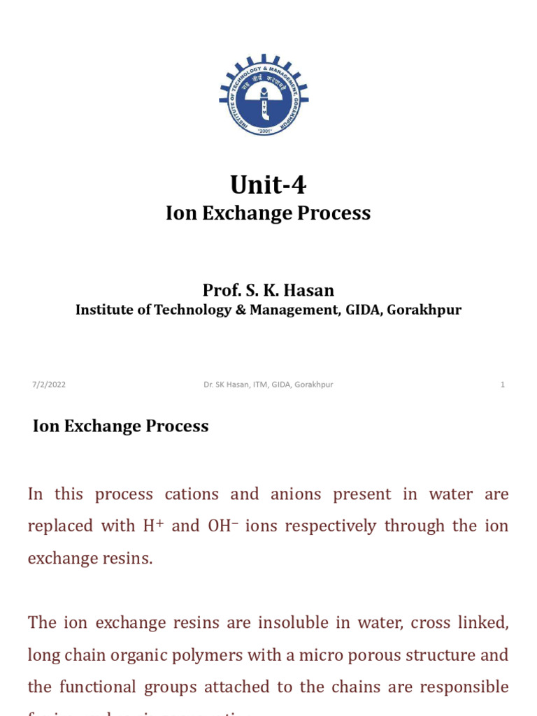 Unit 4 Ion Exchange, Reverse Osmosis, Calgon, EDTA Method | PDF ...