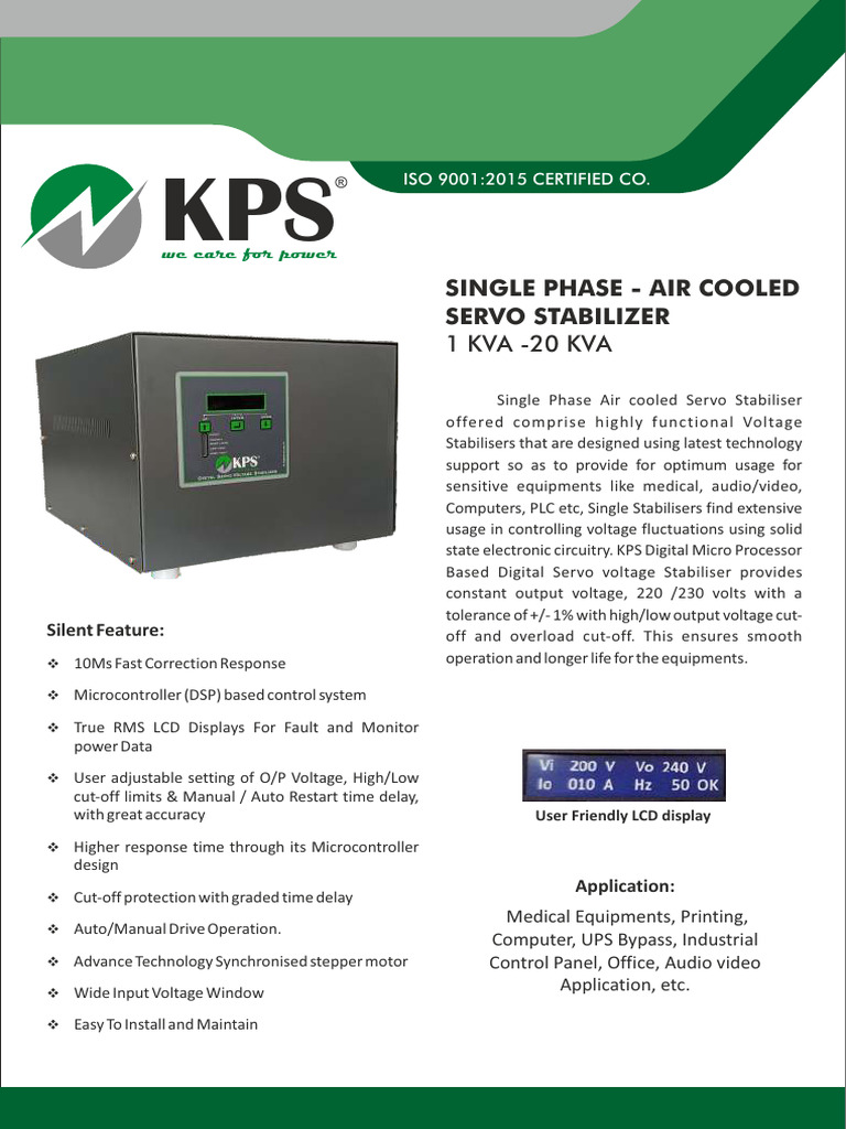 Single Phase - Air Cooled Servo Stabilizer | PDF | Power Inverter ...