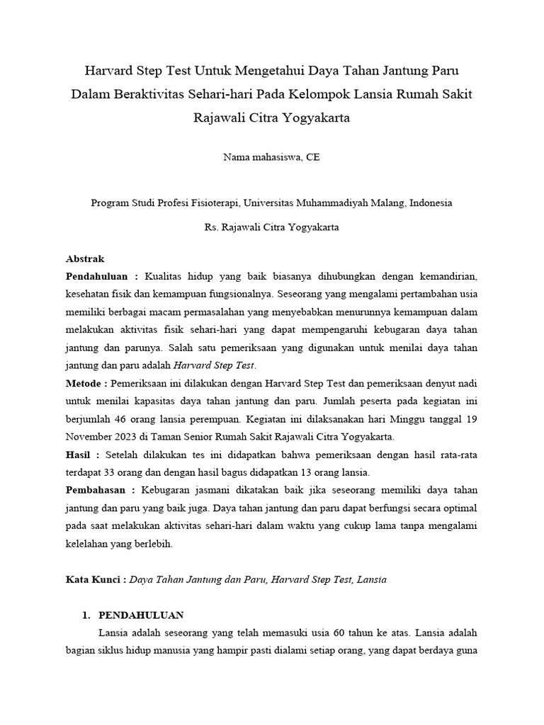 Artikel Harvard Step Testt | PDF | Pengembangan Diri | Kesehatan Holistik