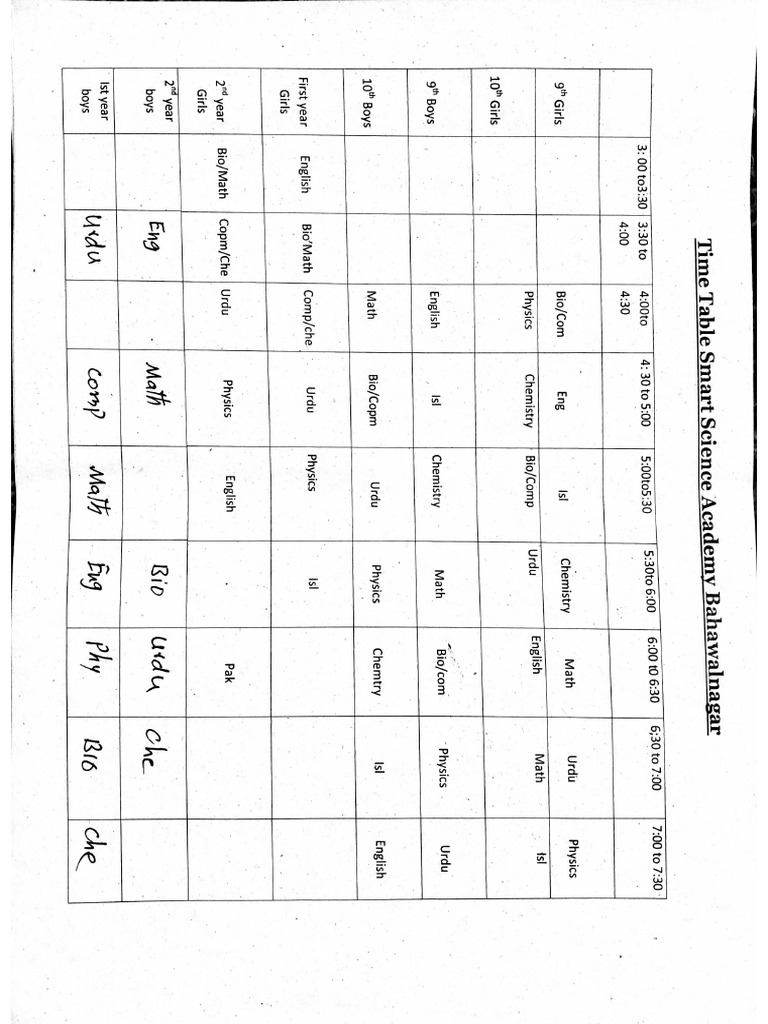 Timetable | PDF