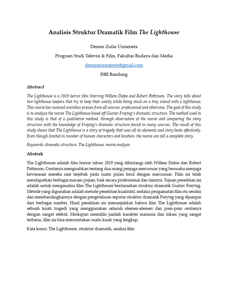 Analisis Struktur Dramatik Film The Lighthouse | PDF | Dewasa Muda