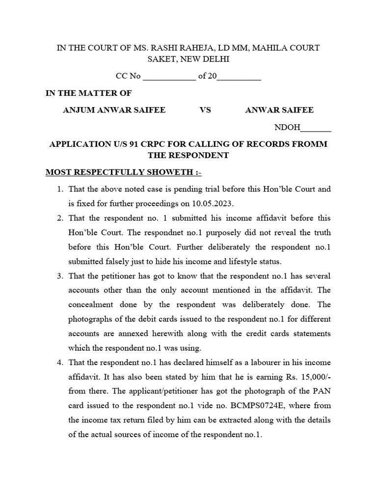 91 CRPC Application | PDF | Debit Card | Lawsuit