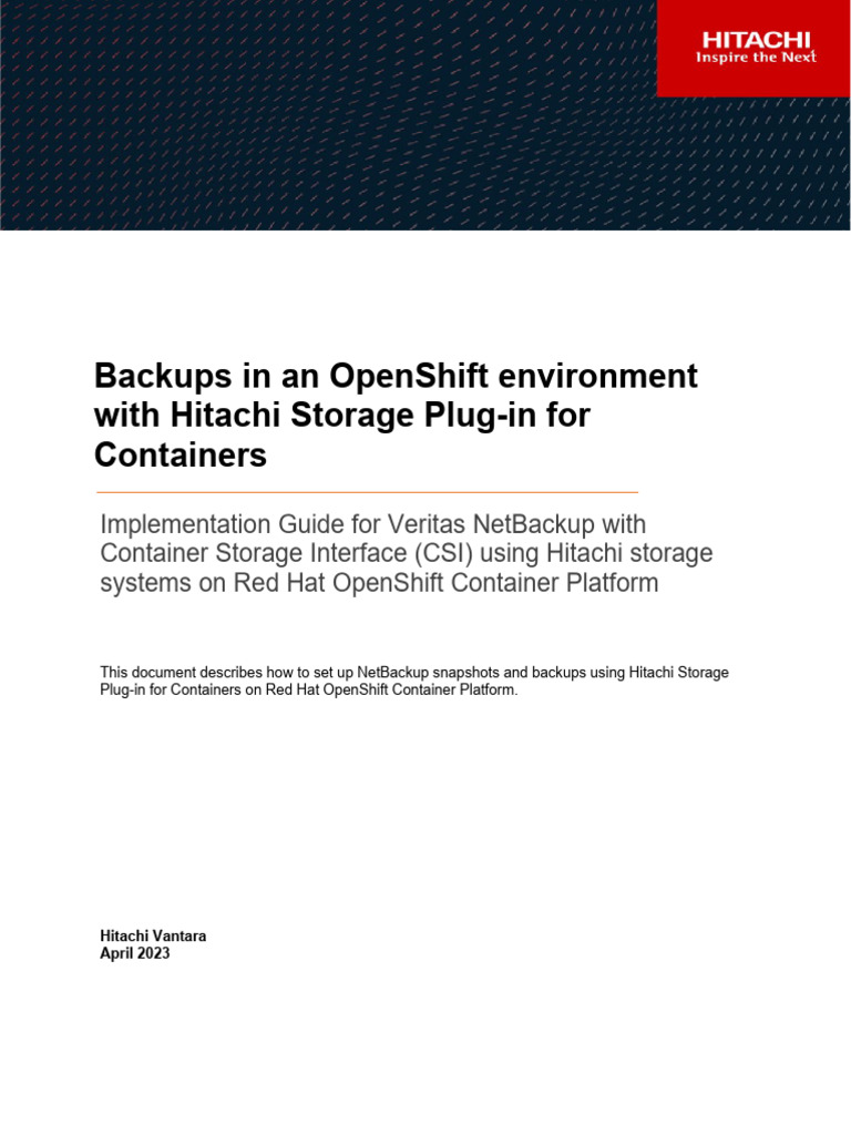 Backups in Openshift Environment With Storage Plug in For Containers | PDF | Backup | Microsoft ...