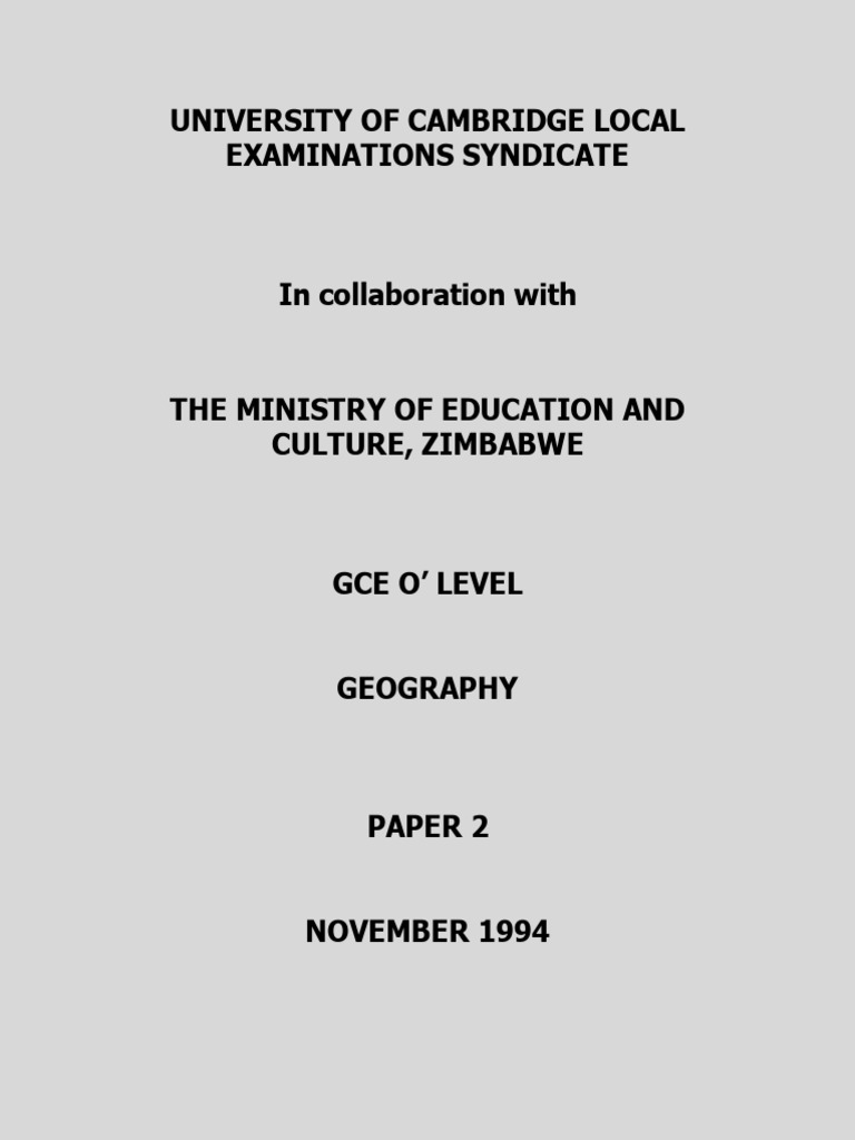 Geography November 1994 Paper 2 | PDF | Natural Environment | Weathering