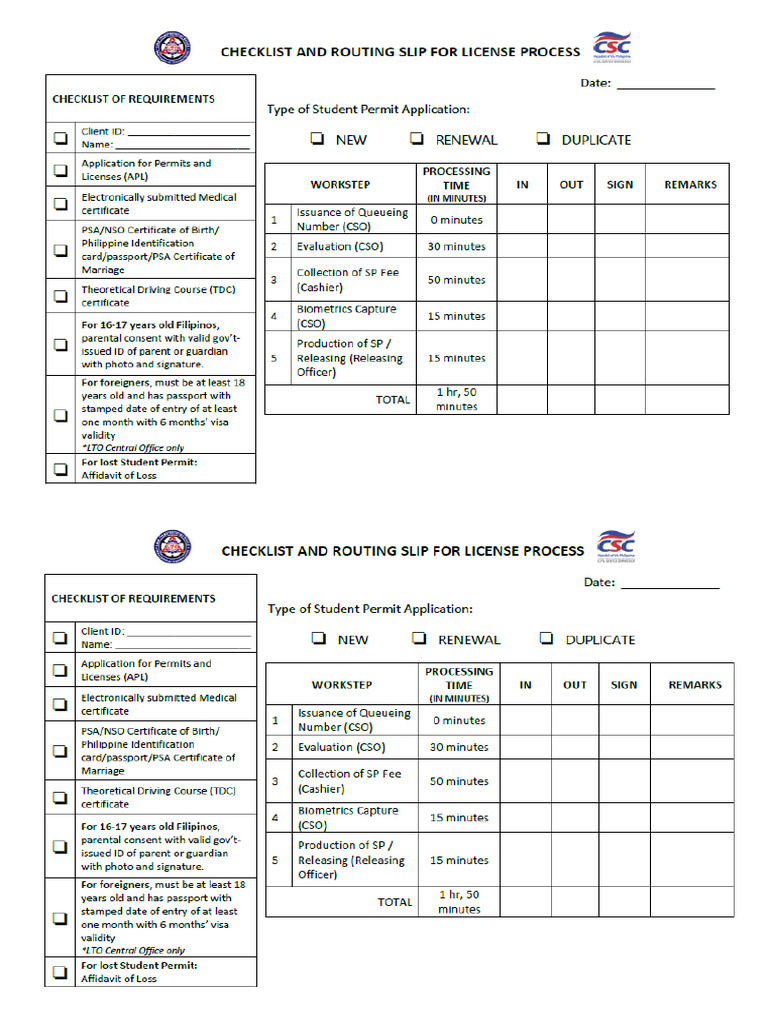 lto new stud routing slip | PDF