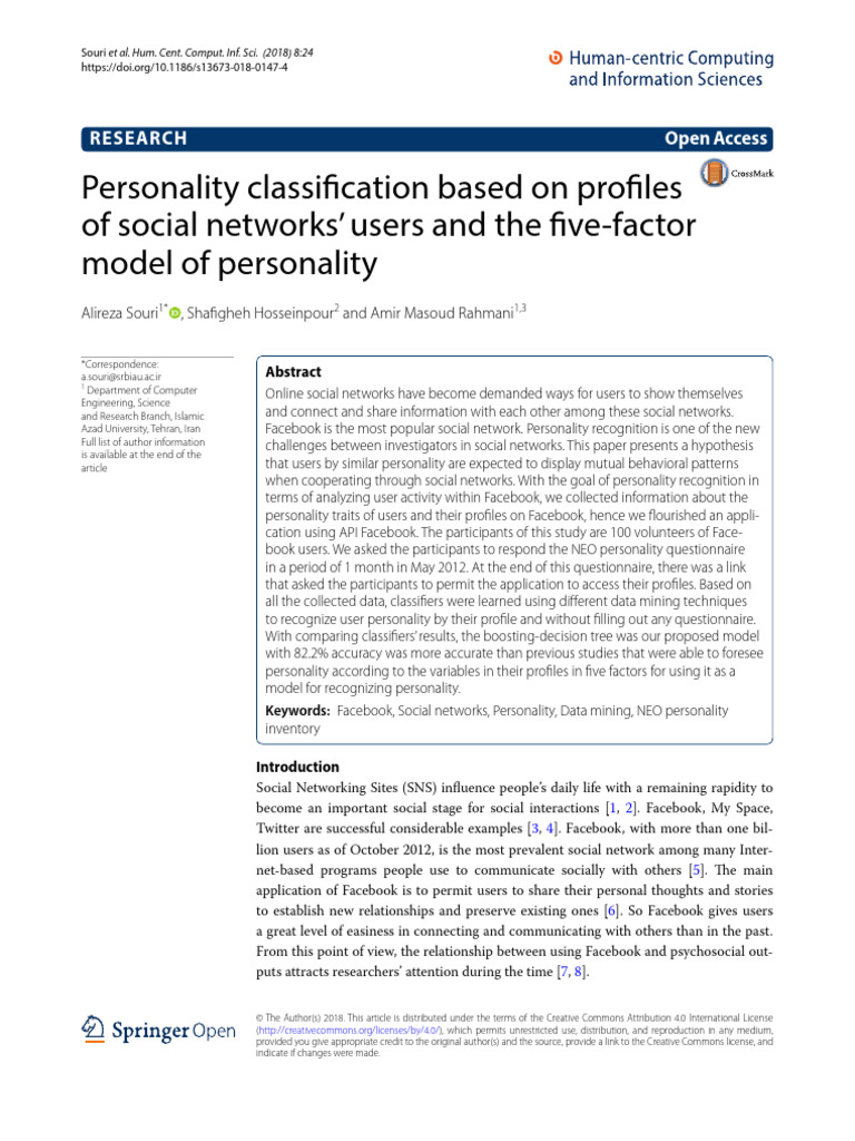 Personality Classification Based On Profiles of Social Networks' Users ...