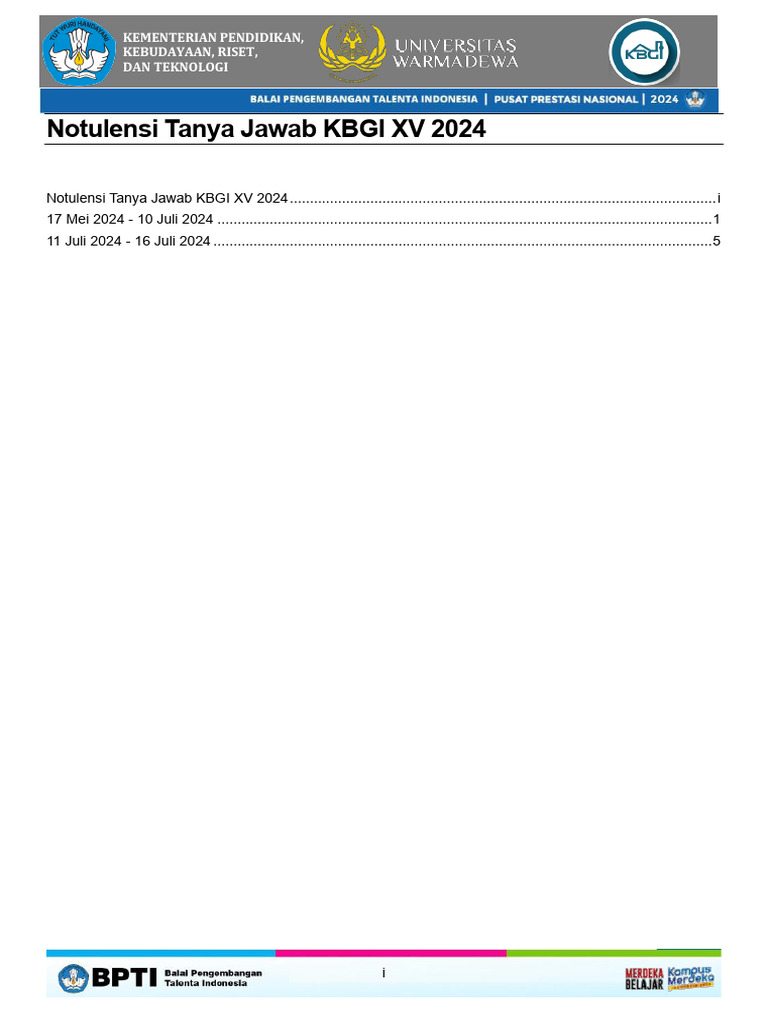 QnA KBGI XV 2024 - 16 Juli 2024 | PDF