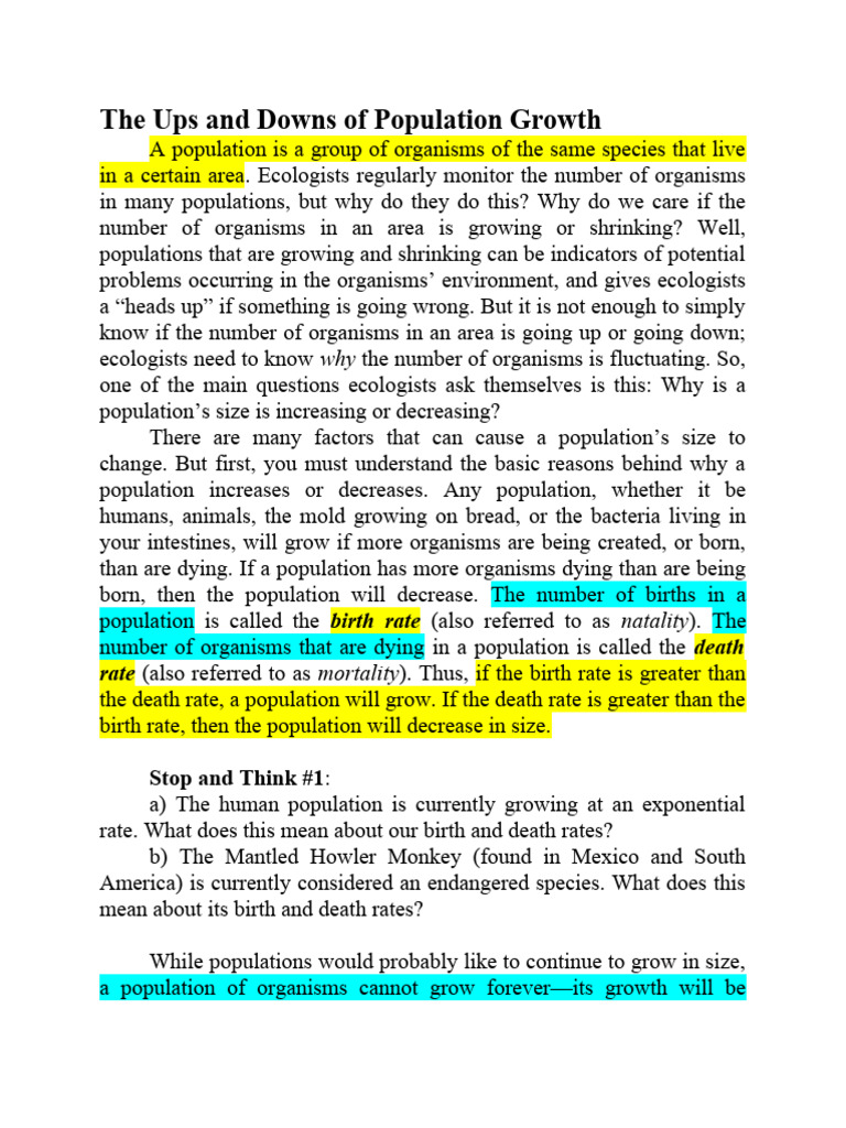 The Ups and Downs of Population Growth | PDF | Population Growth ...