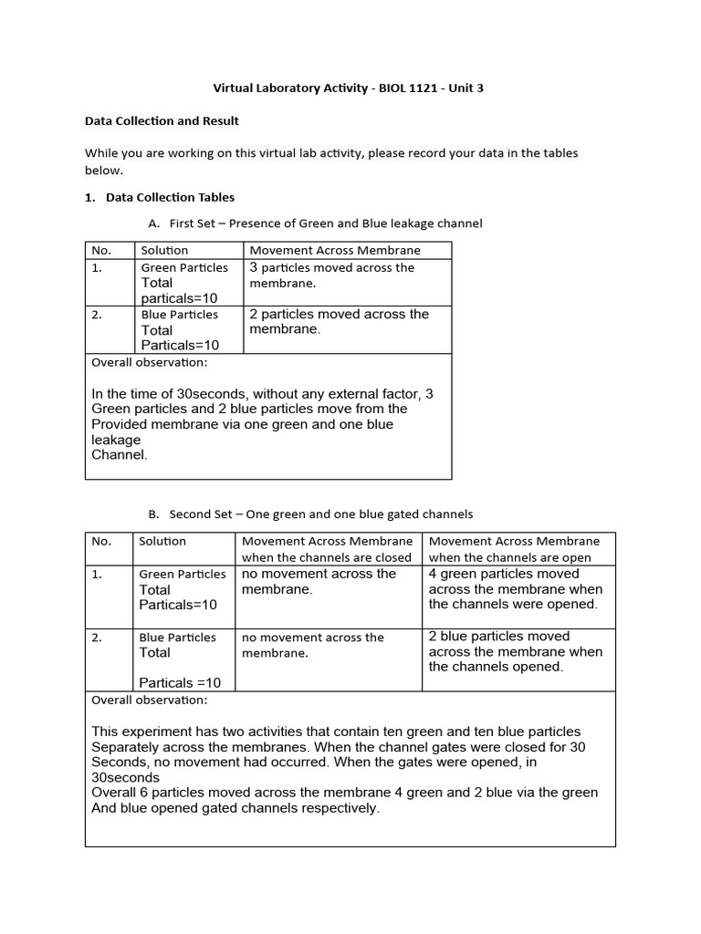 Experiment 2 - Data Collection and Result-1 | PDF | Ion Channel | Cell Membrane