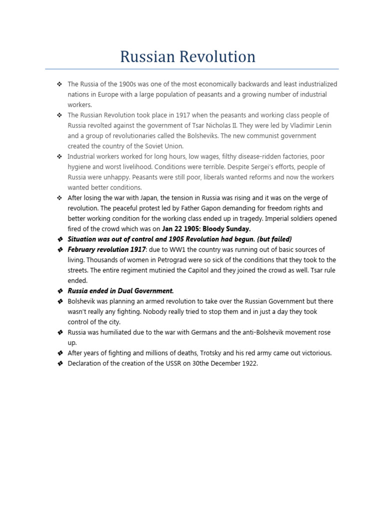 Russian Revolution 1917: Key Events | PDF