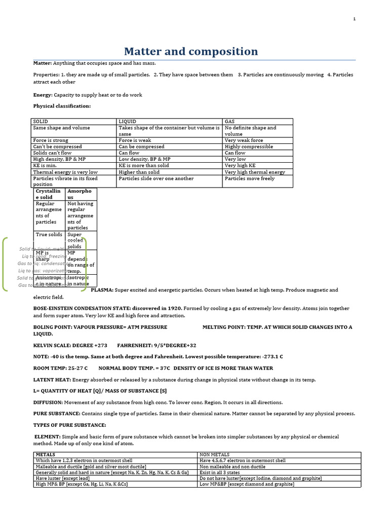 Matter and Composition | PDF | Metals | Mixture