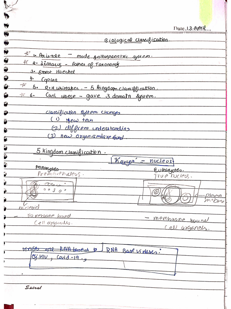Biological Classification Class Notes | PDF