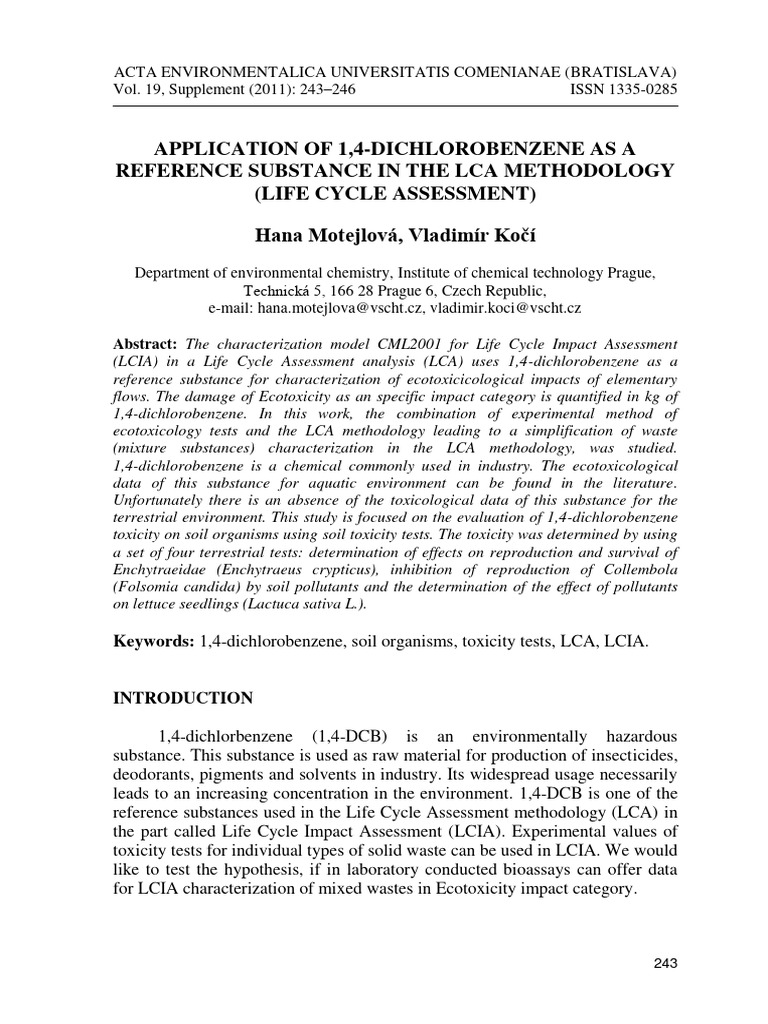 1,4 DCB Usage in LCA | PDF | Life Cycle Assessment | Toxicity