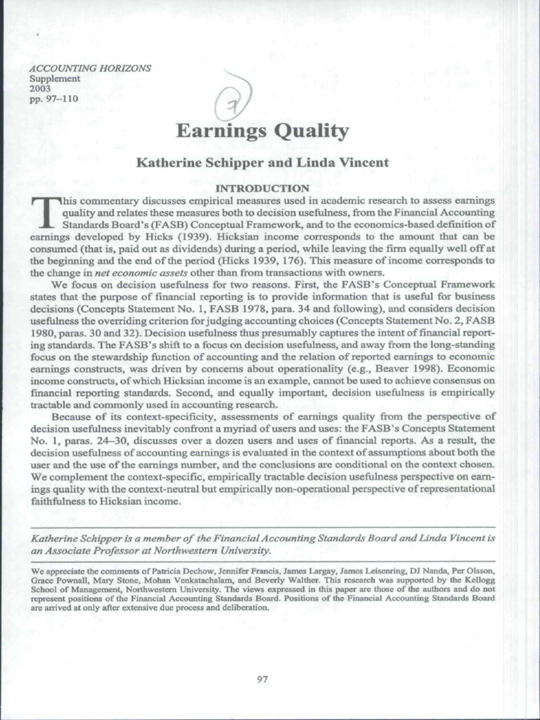 Earnings Quality | PDF | Financial Accounting Standards Board | Income