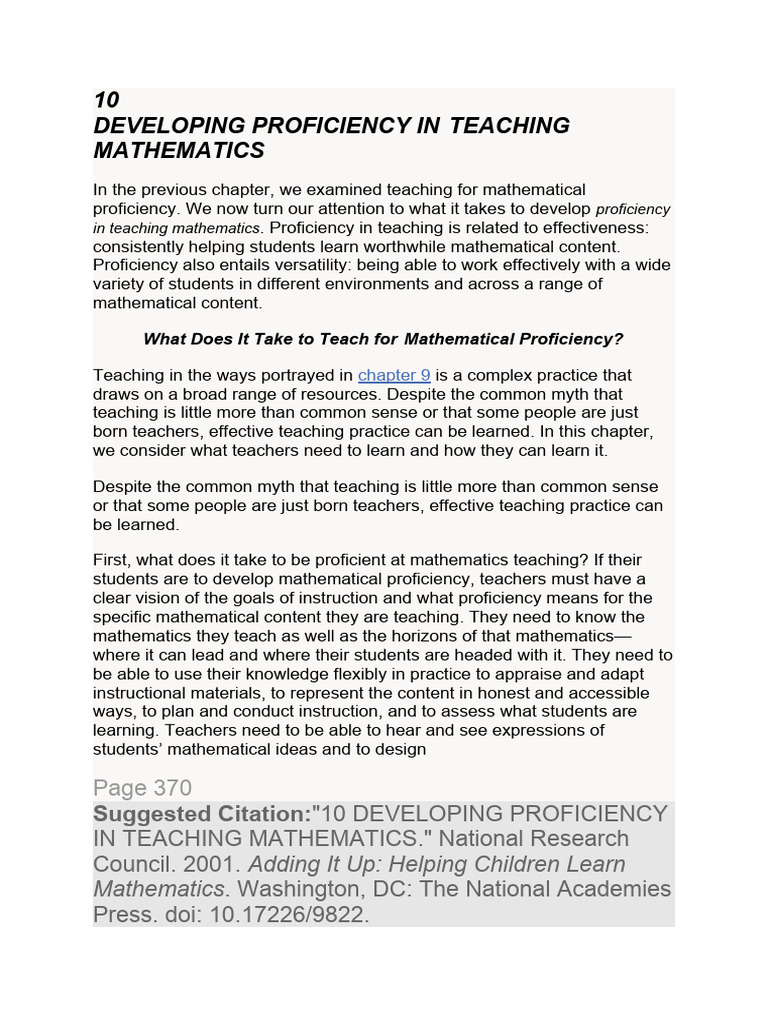 10 Developing Proficiency | PDF | Knowledge | Teachers