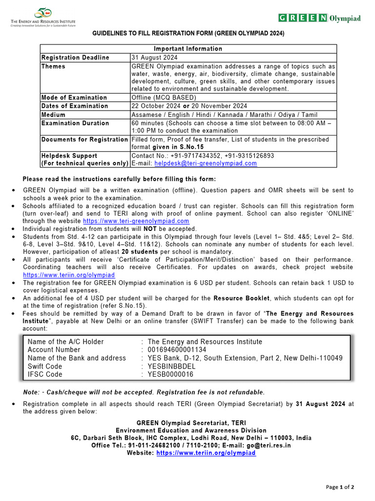 Final GO Registration Form 2024 - International | PDF | Cheque