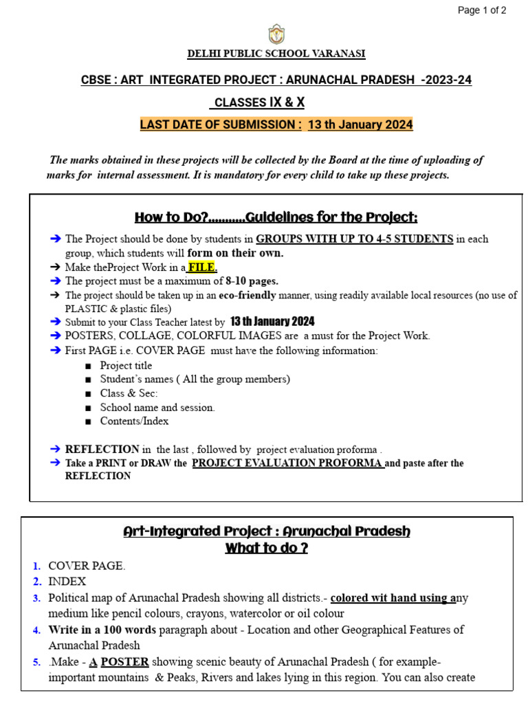Art Integrated Project - Social Science - Class - Ix & X-2023-24 | PDF