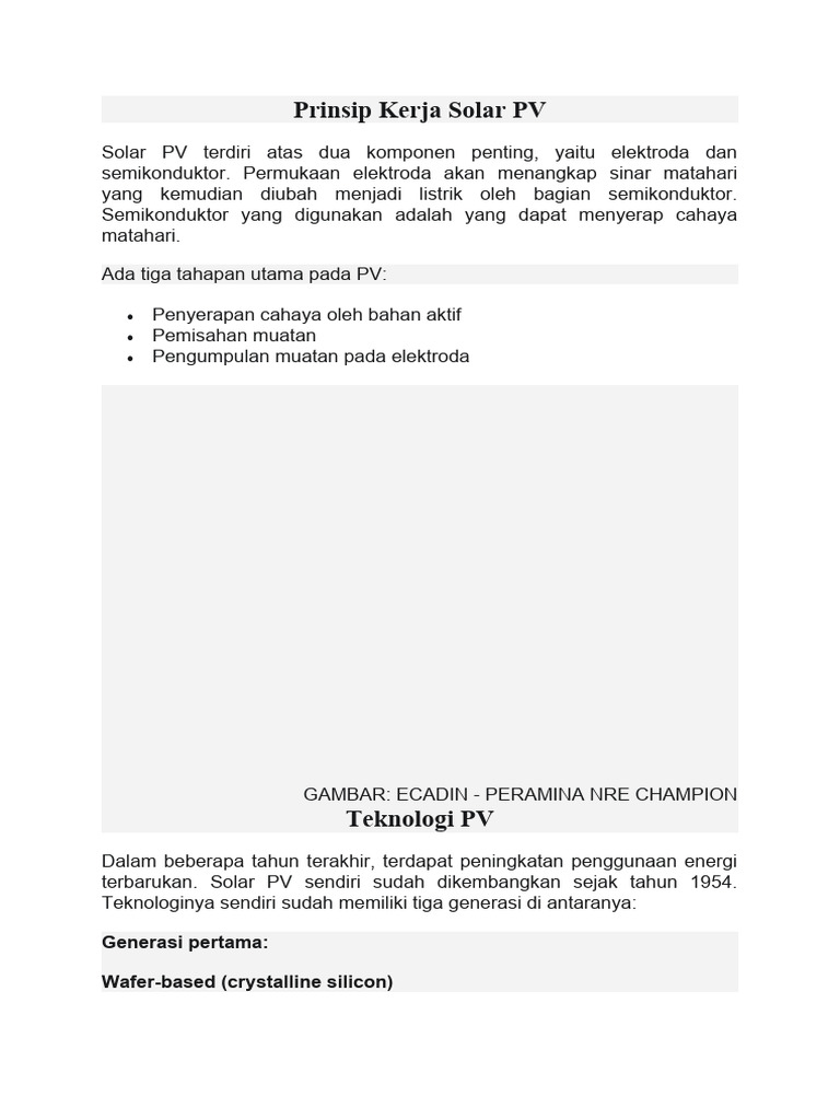 Prinsip Kerja Teknologi Solar PV | PDF