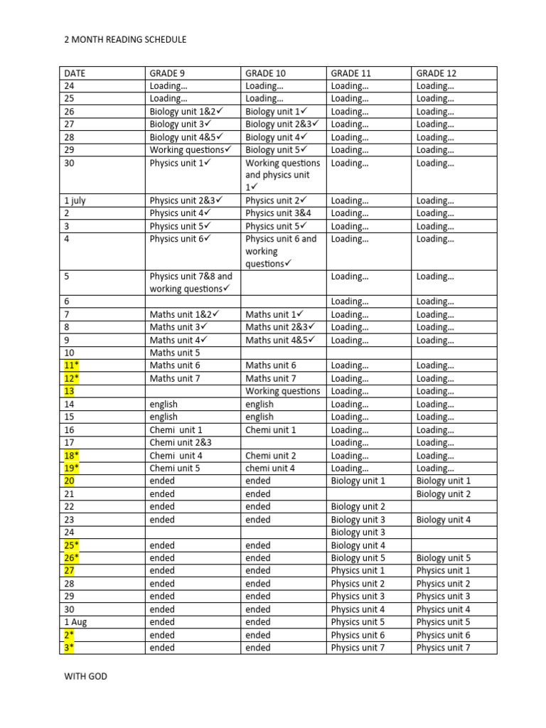 Schedule | PDF | Secondary Education | Educational Stages