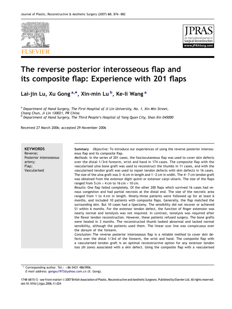Reverse Posterior Interosseous Flap 2 | PDF | Hand | Finger