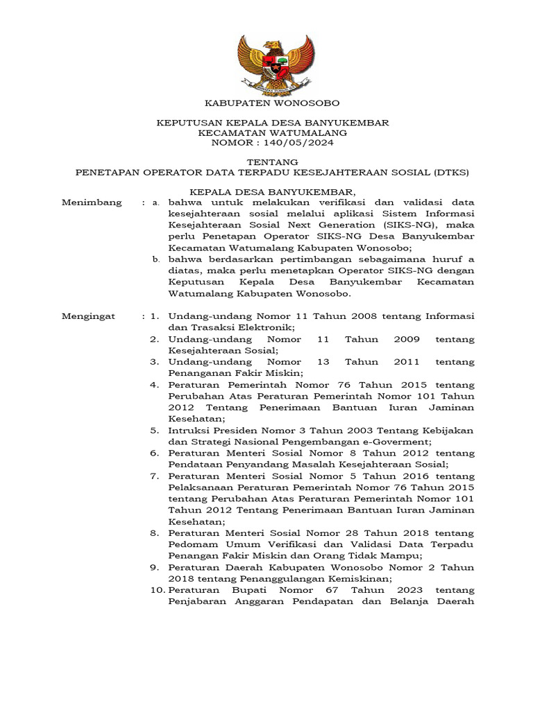 SK Operator DTKS | PDF