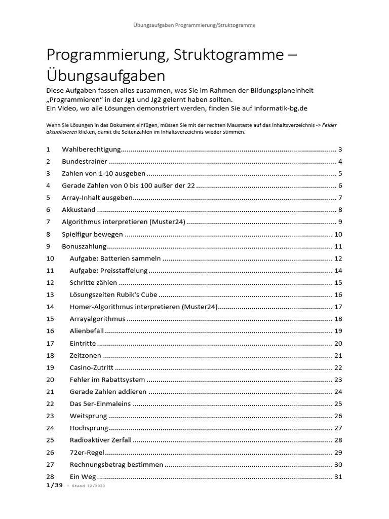 Struktogramme Uebungsaufgaben | PDF