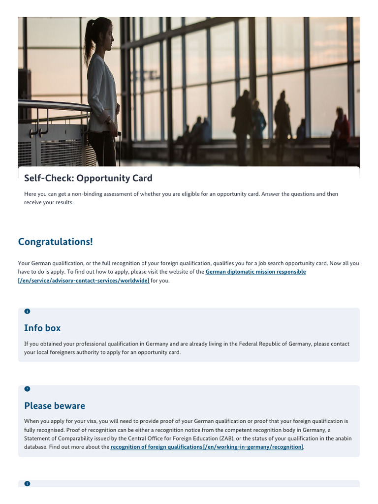Self-Check for Opportunity Card in Germany | PDF | Career & Growth