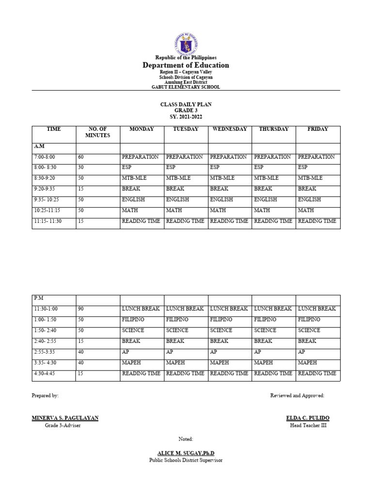 CLASS DAILY PLAN - New Normal | PDF