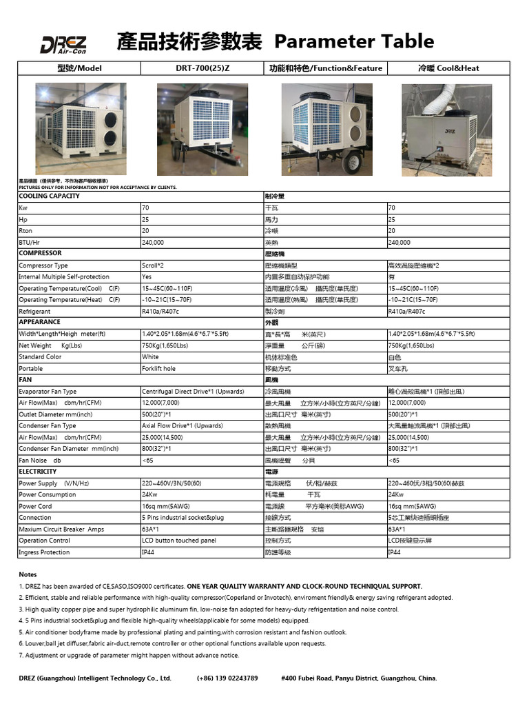 70Kw DRT Parameter Table | PDF