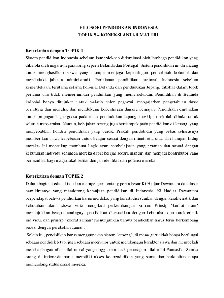 Topik 5 - Koneksi Antar Materi - FILOSOFI PENDIDIKAN | PDF