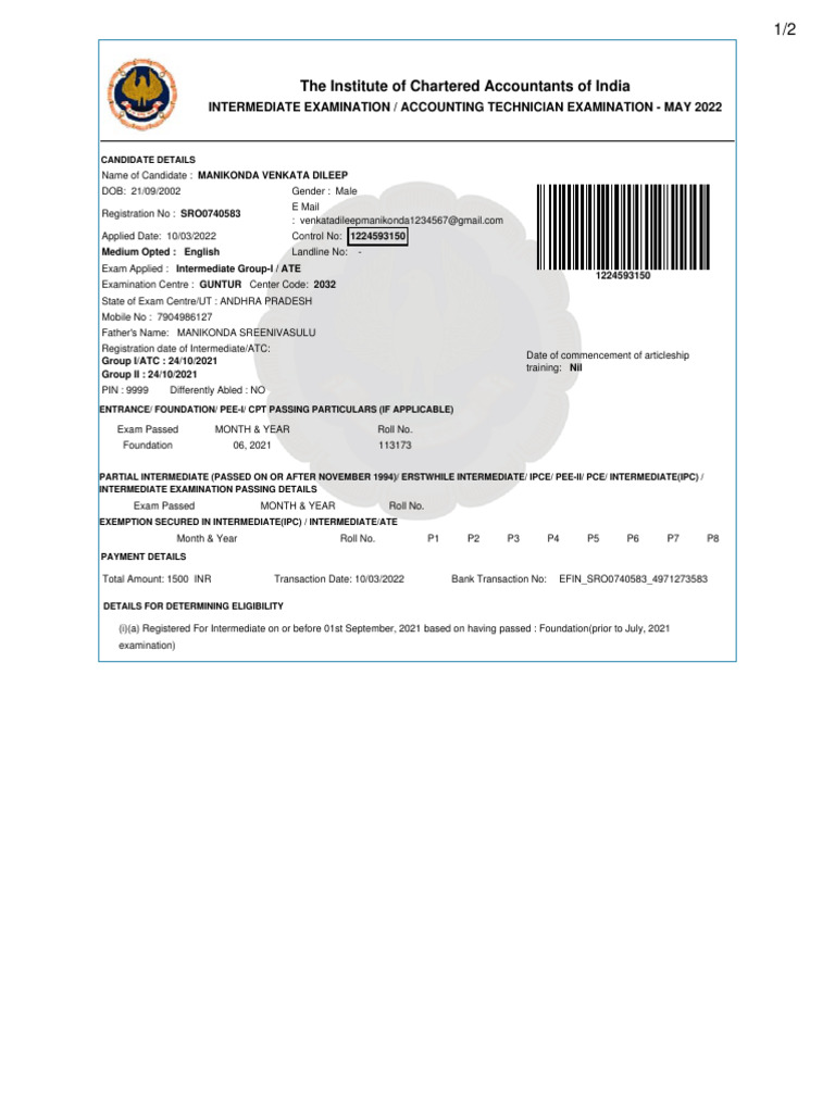 Registration Form SRO0740583-IPC | PDF | Qualifications