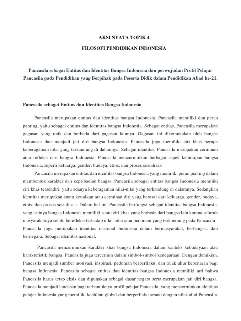 Aksi Nyata - Topik 4 - FILOSOFI PENDIDIKAN INDONESIA | PDF | Karier ...
