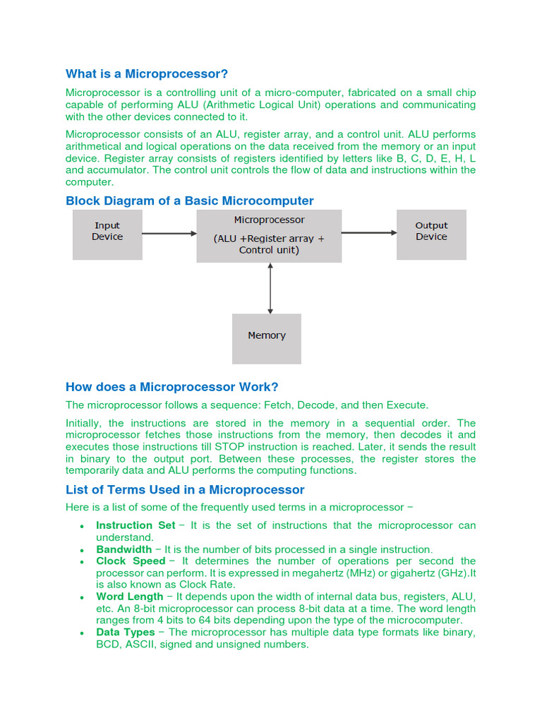 Notes of Microrprocessors-1 | PDF | Central Processing Unit | Digital ...