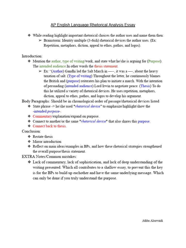 Rhetorical Analysis Essay Guide | PDF
