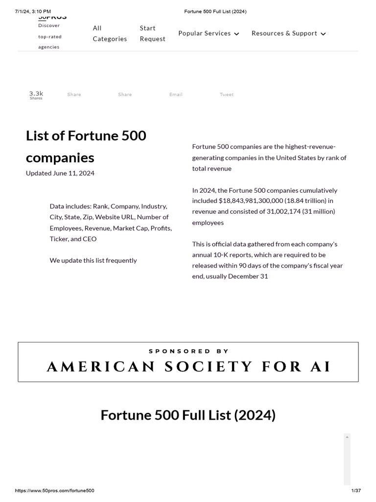 Fortune 500 Companies List 2024 | PDF | Walmart | Texas