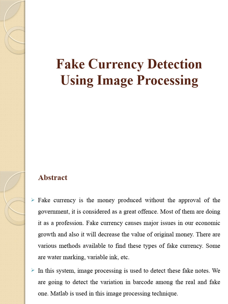 Fake Currency Detection Using Image Processing Pdf Banknote Money