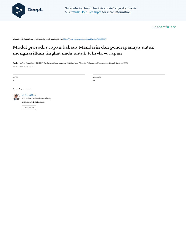 Model Prosodi Ucapan Mandarin untuk TTS | PDF | Komputer