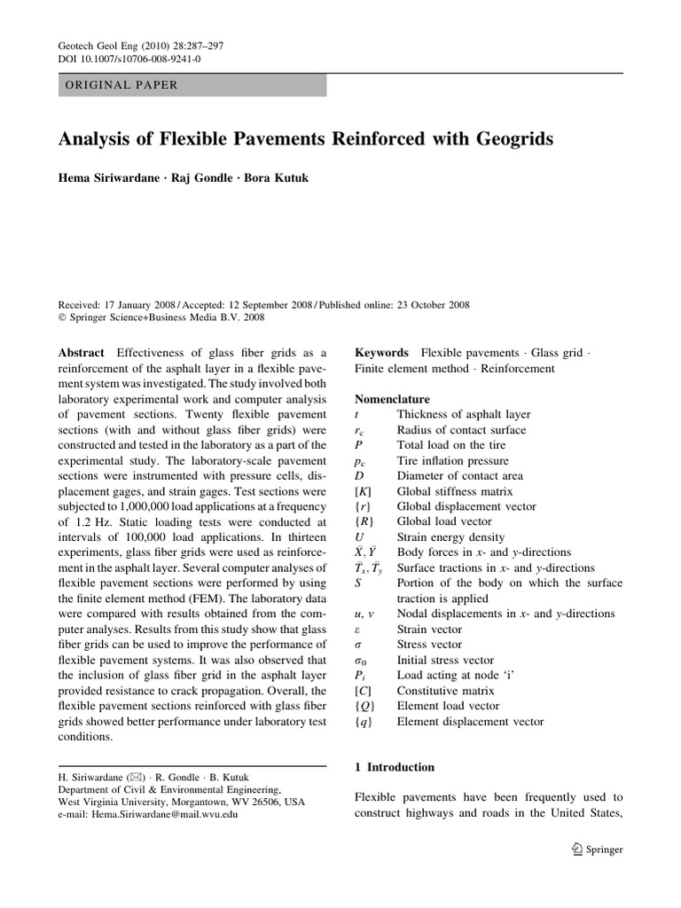 Analysis of Flexible Pavements Reinforced With Geogrids | PDF | Road Surface | Finite Element Method