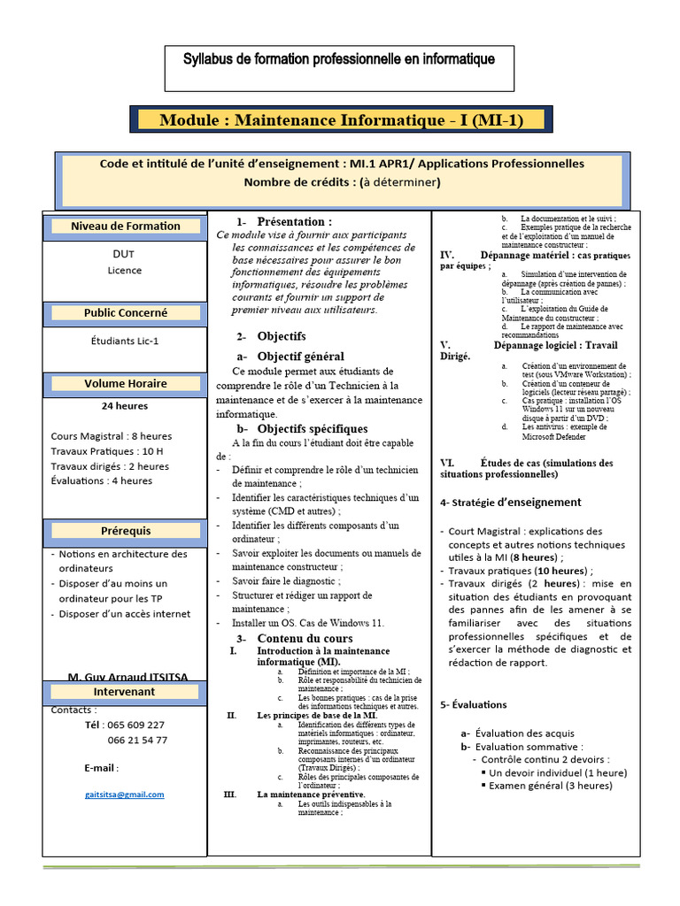 GAIB - Maintenance Informatique Niveau-1 | PDF | Informatique | Logiciel