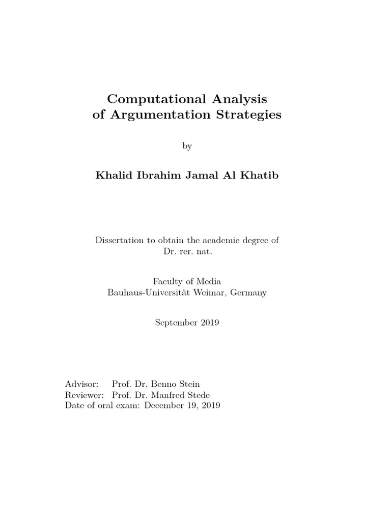 Computational Analysis of Argumentation Strategies | PDF | Argumentation Theory | Rhetoric