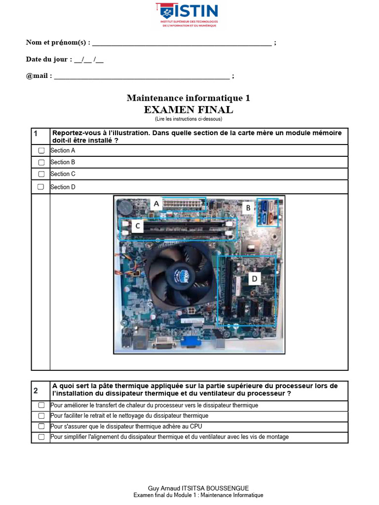 Examen Final : Maintenance Informatique | PDF | USB | Informatique