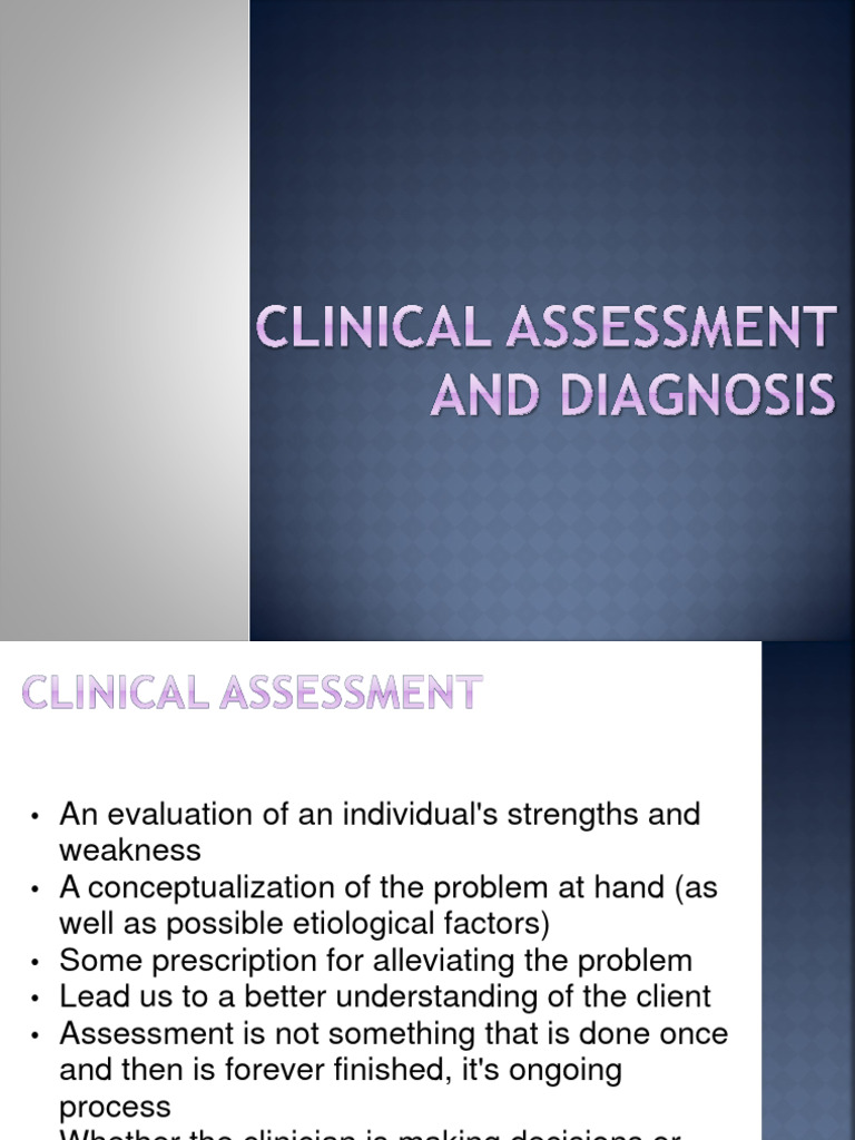 Assessment and Diagnosis | PDF | Clinical Psychology | Cognitive Science