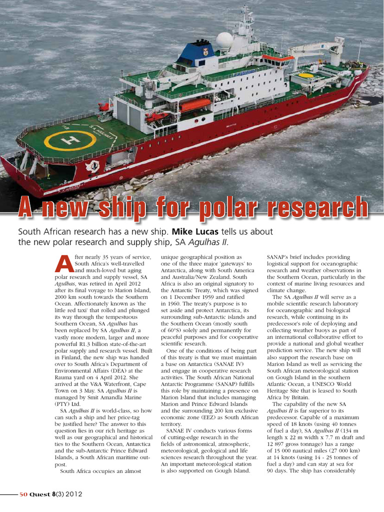 SA Agulhas Information | PDF | Sea | Ships