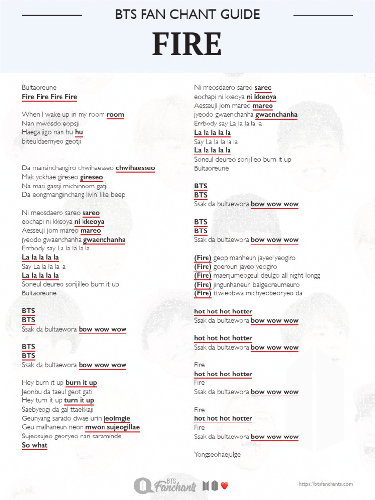 BTS Fire Fanchant Guide | PDF