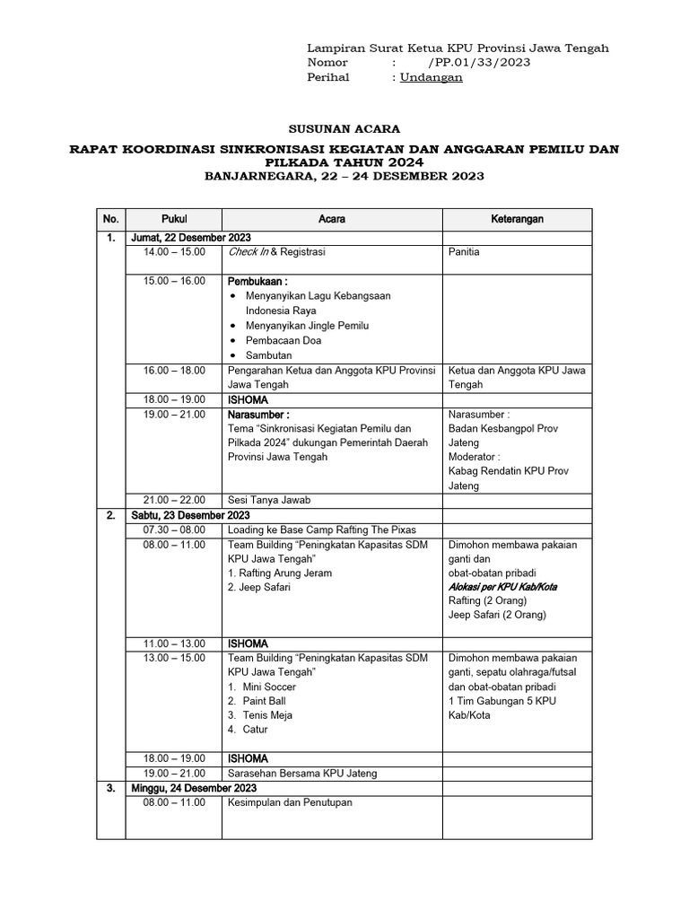 Atur - Acara Rakor Sinkronisasi Des 2023 - Detil | PDF