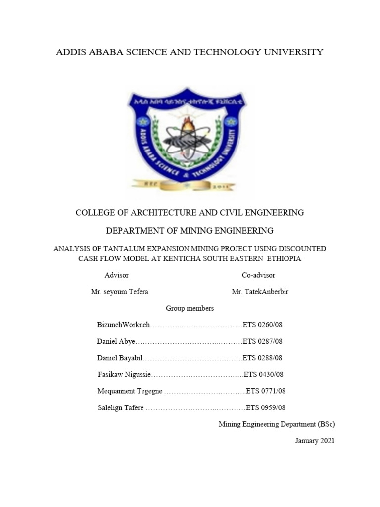 Analysis of Tanatlum Expansion Mining Project Using DCF Model at ...